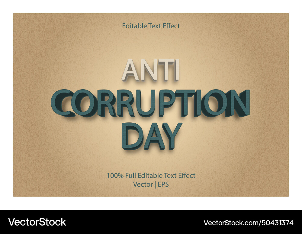Anti corruption day editable text effect cartoon Vector Image
