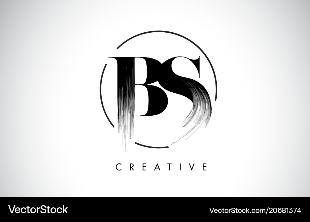 Bs brush stroke letter logo design black paint Vector Image