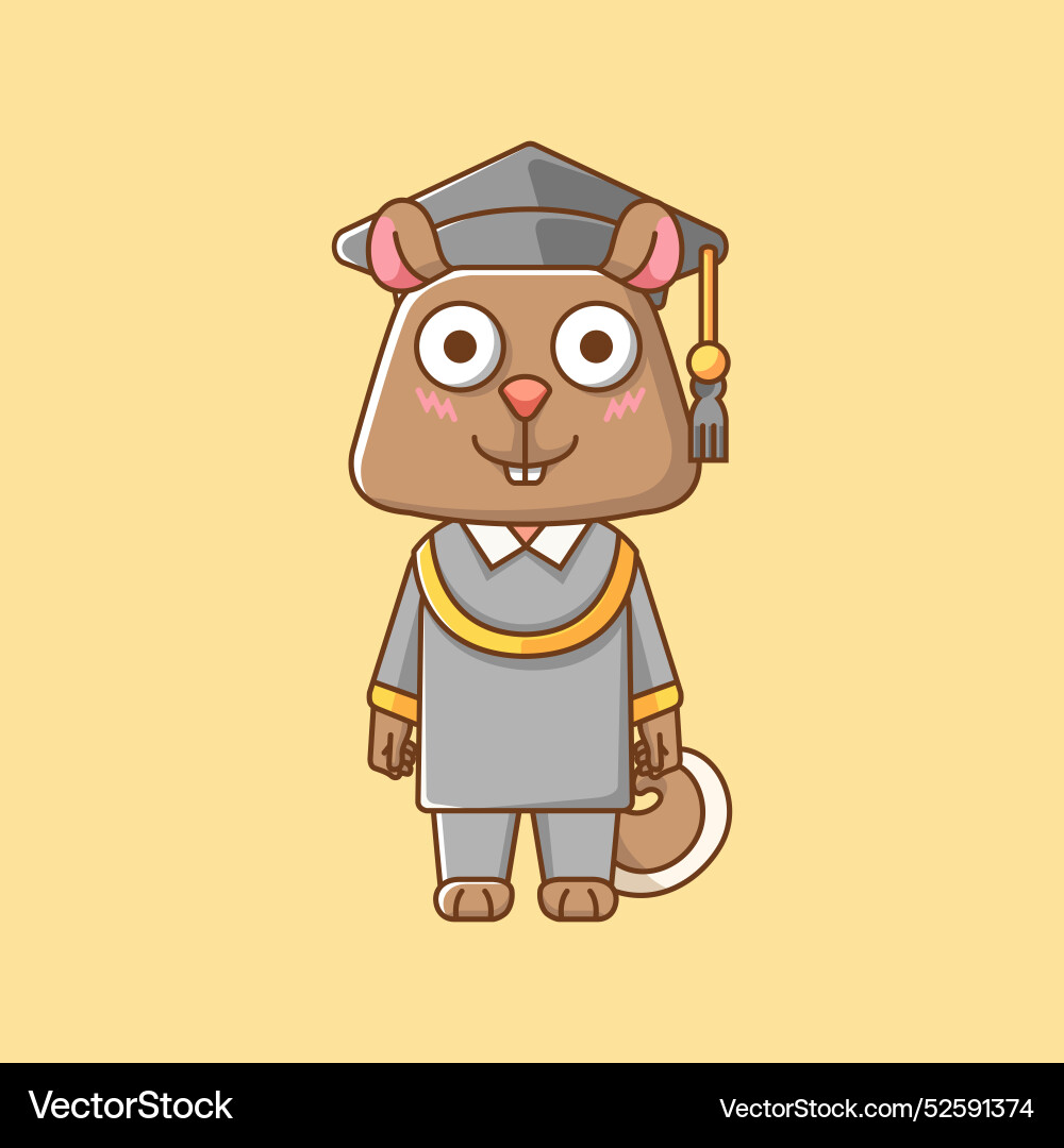 Cute squirrel graduation animal kawaii chibi Vector Image