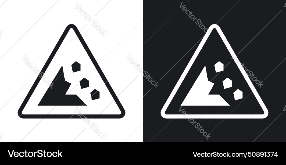 Falling rocks or debris warning road sign icon Vector Image