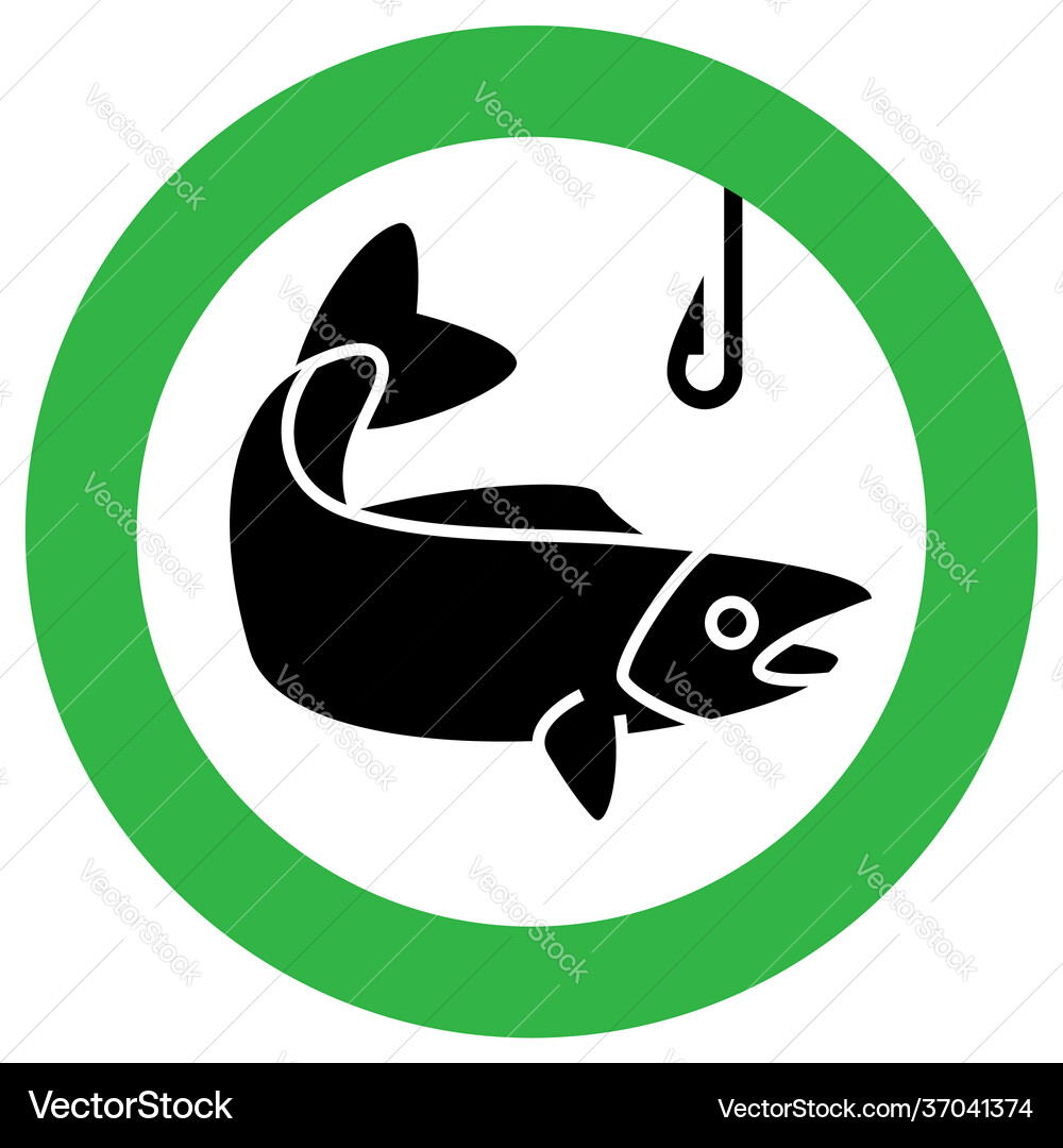 Fishing allowed sign modern round sticker Vector Image