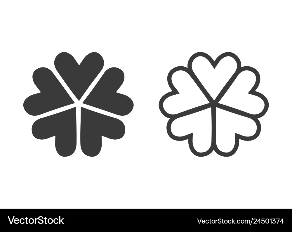 Five leaves clover icons Royalty Free Vector Image