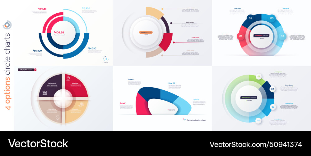 Four option circle infographic design templates Vector Image