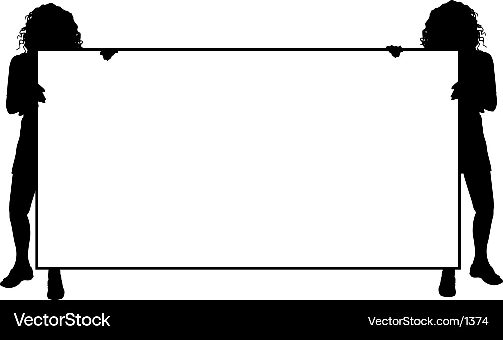 Girls holding sign Royalty Free Vector Image - VectorStock