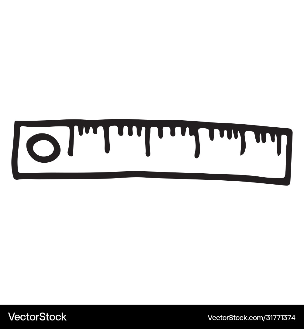 Hand drawn ruler doodle icon isolated on white Vector Image