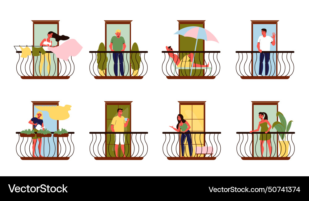 Neighbours flat set Royalty Free Vector Image - VectorStock