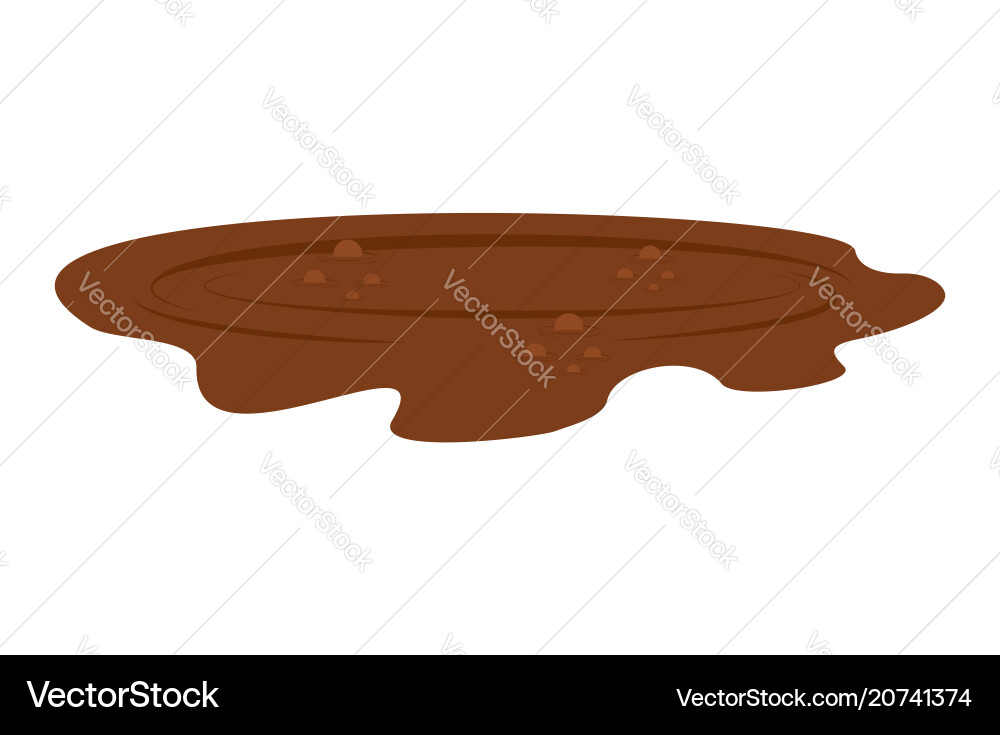 Puddle of mud isolated dirty plash on white Vector Image