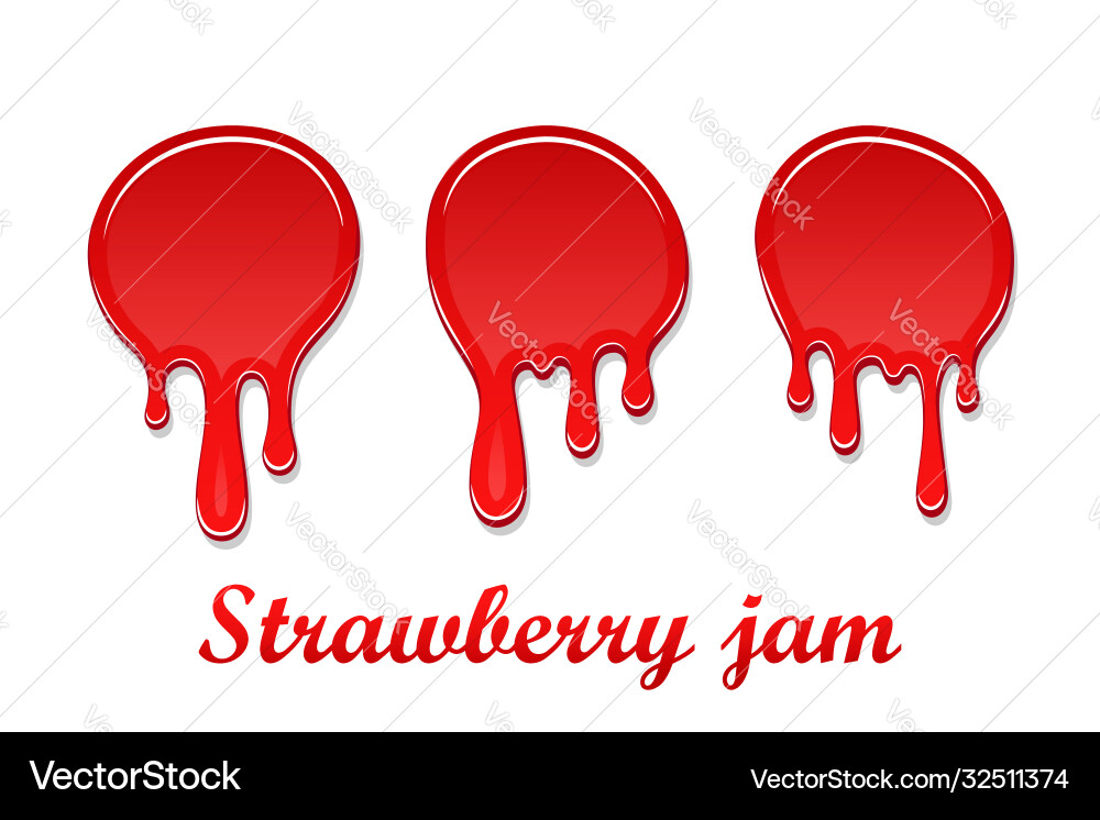 Raspberry drip jam 3d set sweet raspberries Vector Image