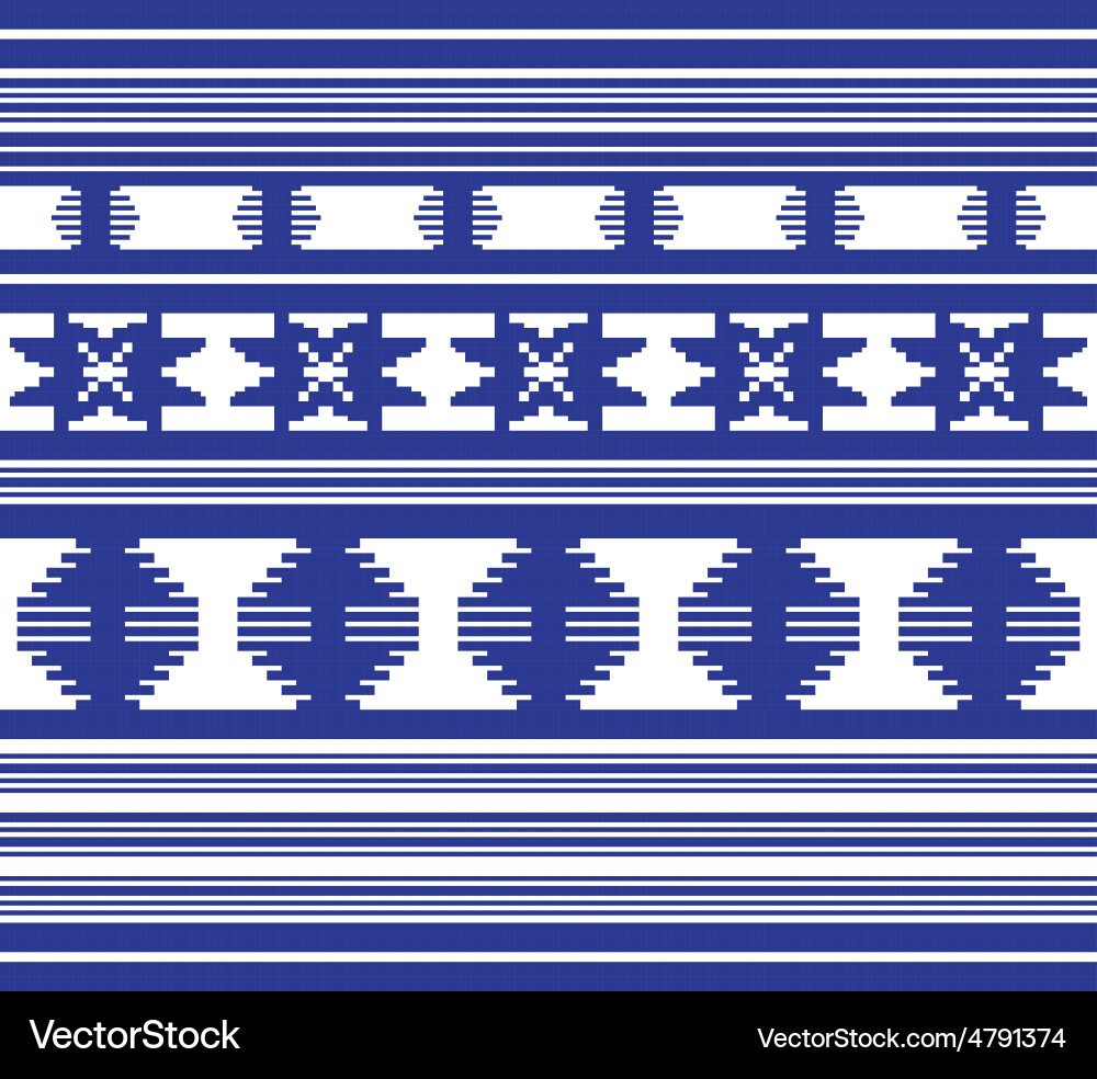 Set of ethnic ornament pattern in blue color Vector Image