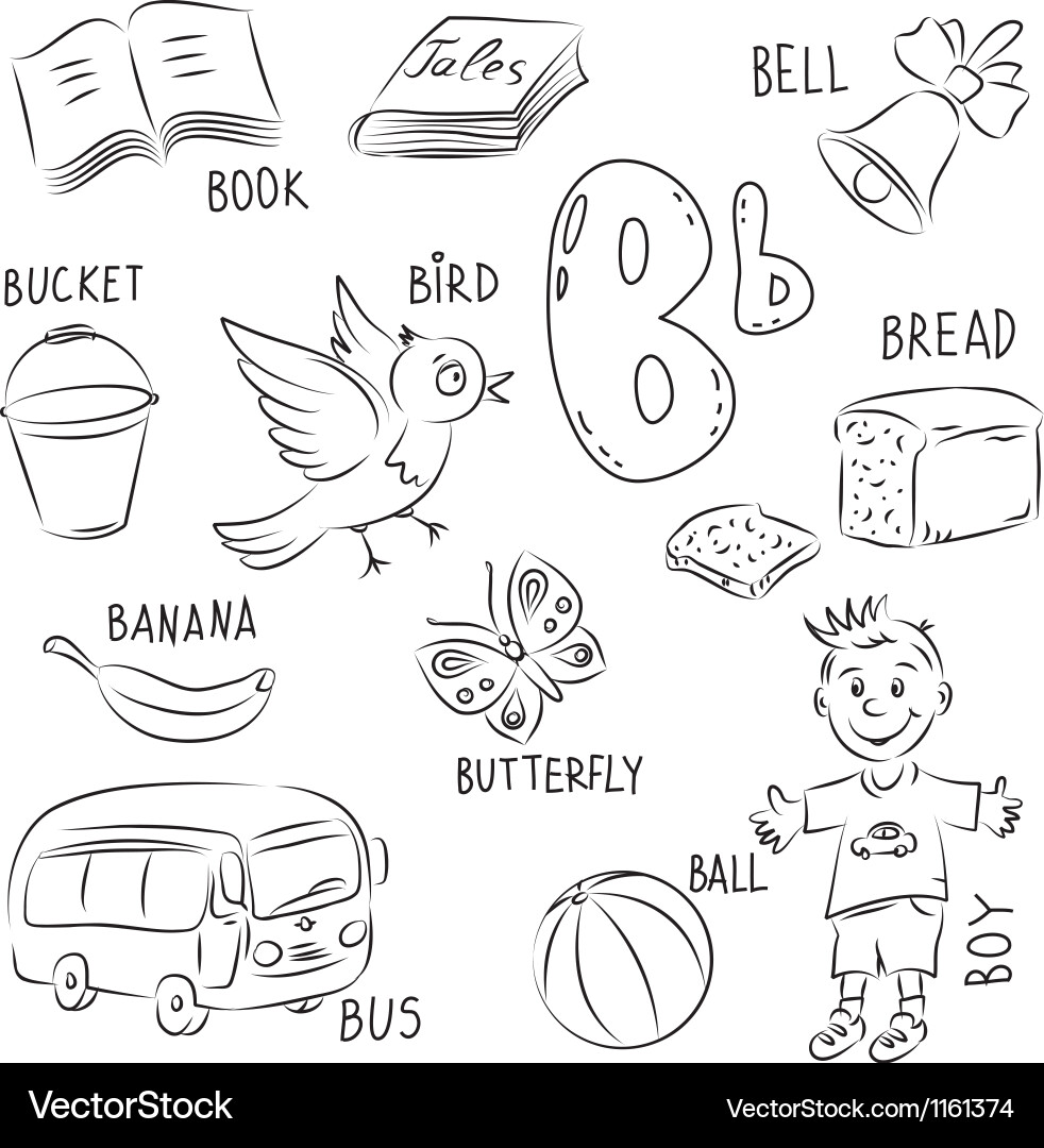 Set of pictures on alphabet theme Royalty Free Vector Image