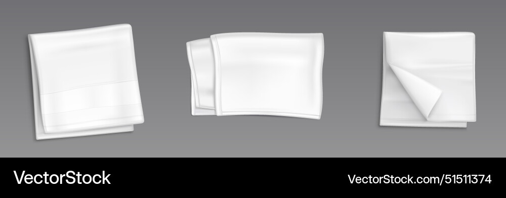 White folded handkerchief mockup or kitchen towel Vector Image