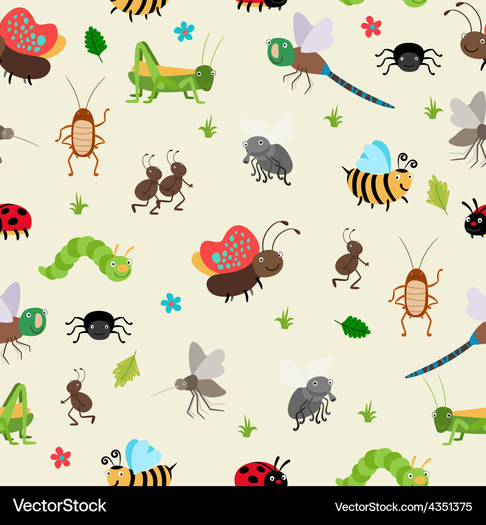 Bugs and beetles seamless background Royalty Free Vector