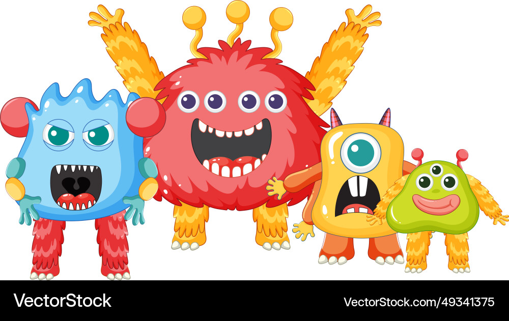 Colorful cartoon characters cute alien monster Vector Image