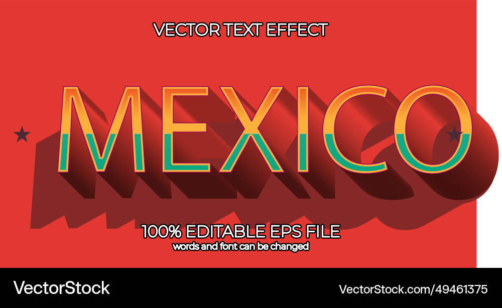 Mexico editable text effect style eps Royalty Free Vector