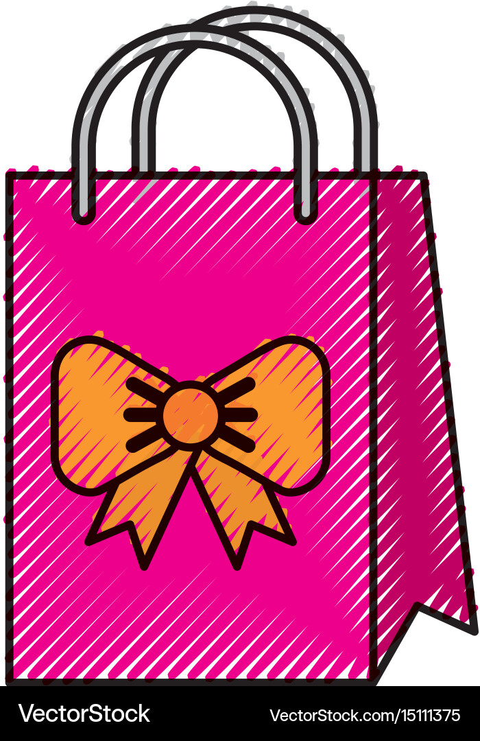 Scribble niedliche Geschenktasche Cartoon Vektorbild