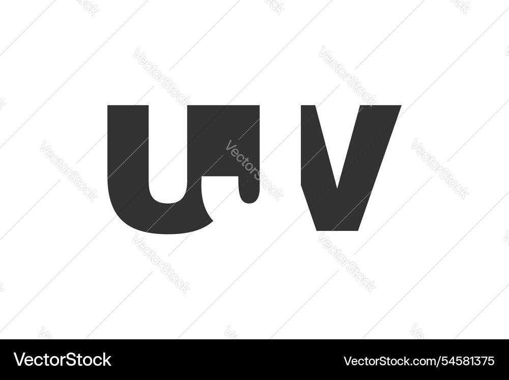 Ujv logo design initial letter u j v bold font Vector Image