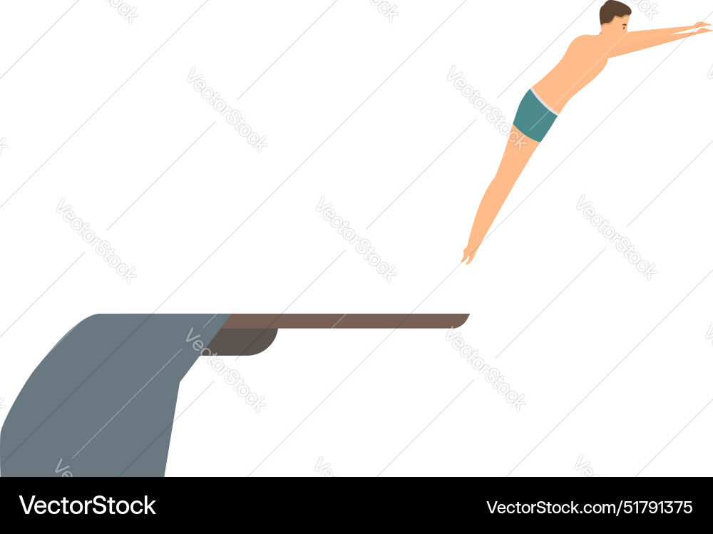 Young man diving from springboard into swimming Vector Image