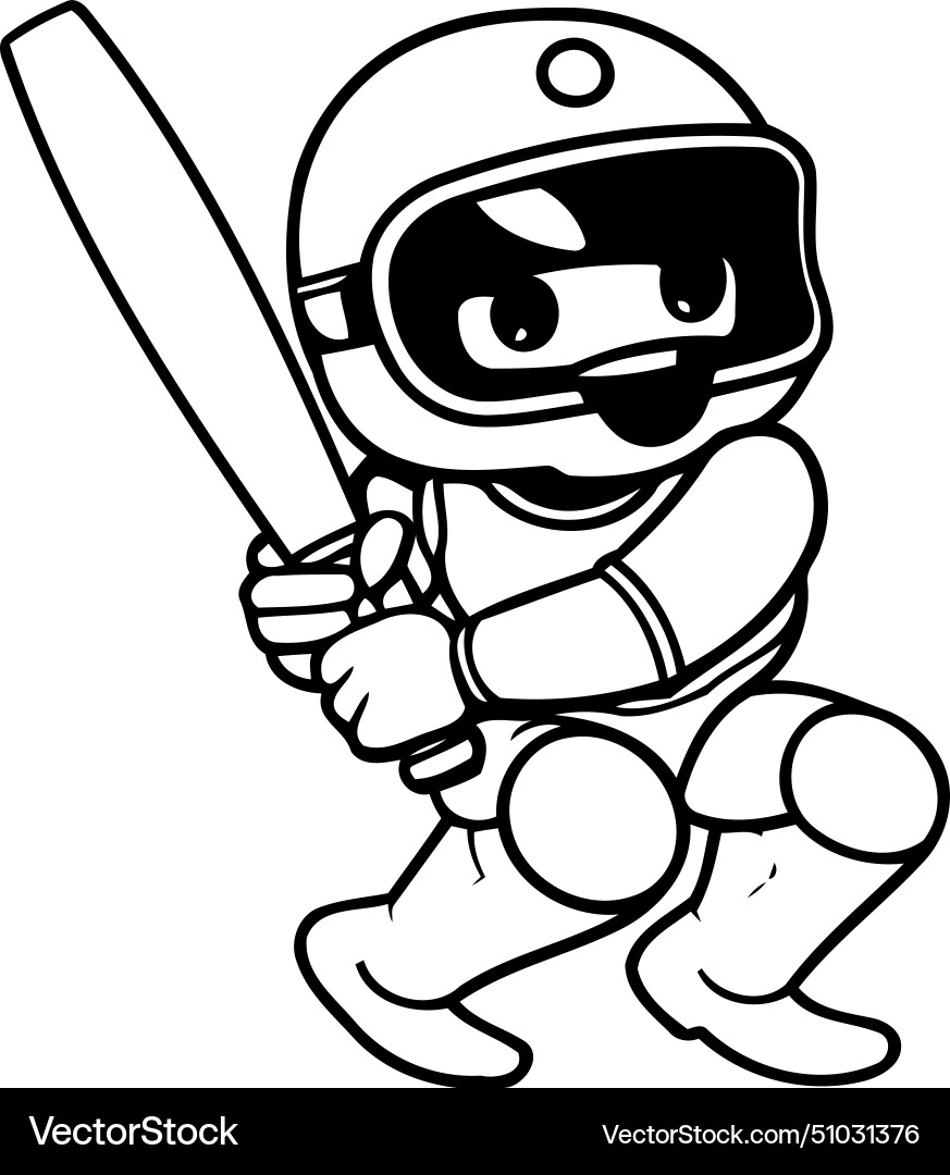 Astronaut with baseball bat cartoon style Vector Image