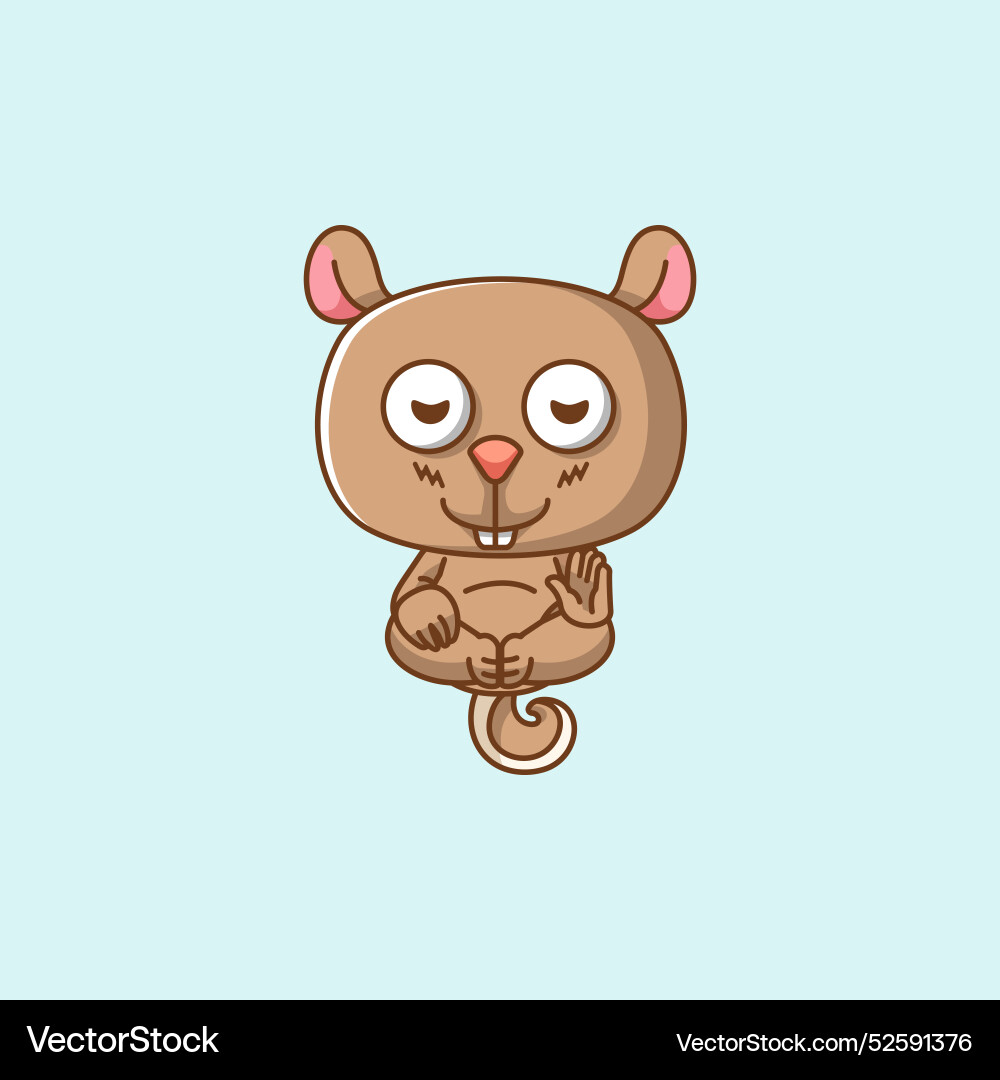 Cute squirrel meditation yoga kawaii chibi Vector Image