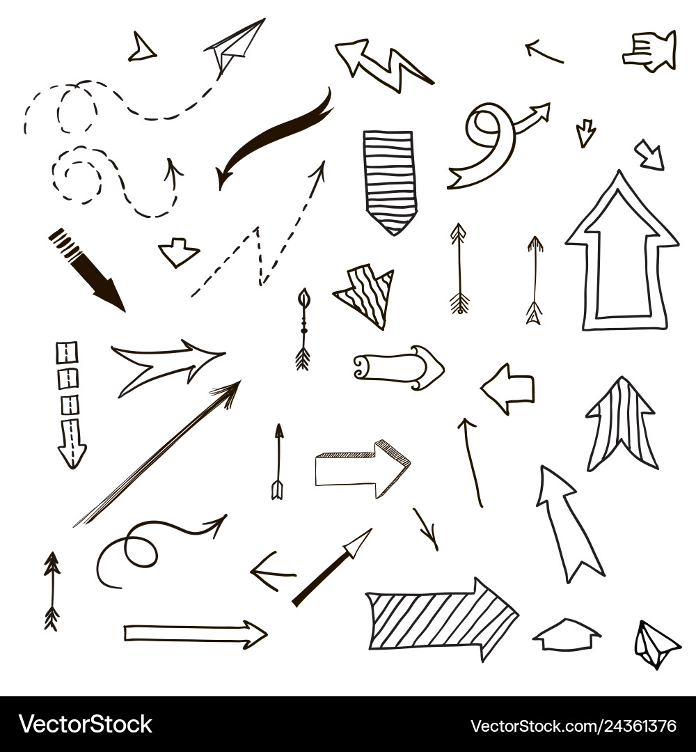 Different arrows hand drawn set Royalty Free Vector Image