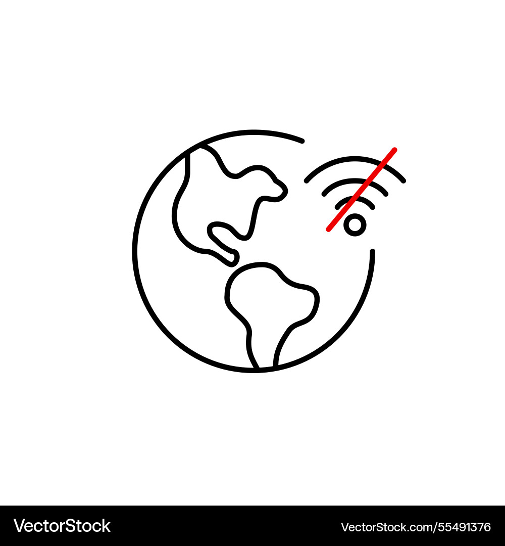Earth globe and no wi-fi symbol going offline Vector Image