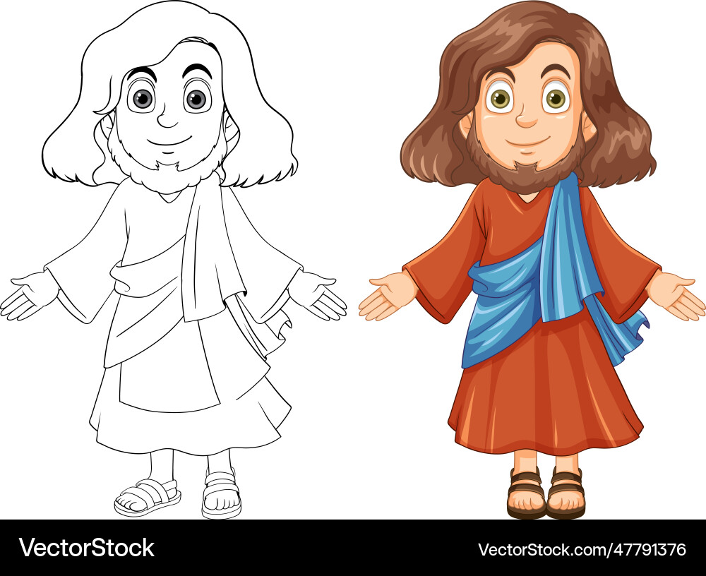 Jesus christ outline for colouring Royalty Free Vector Image