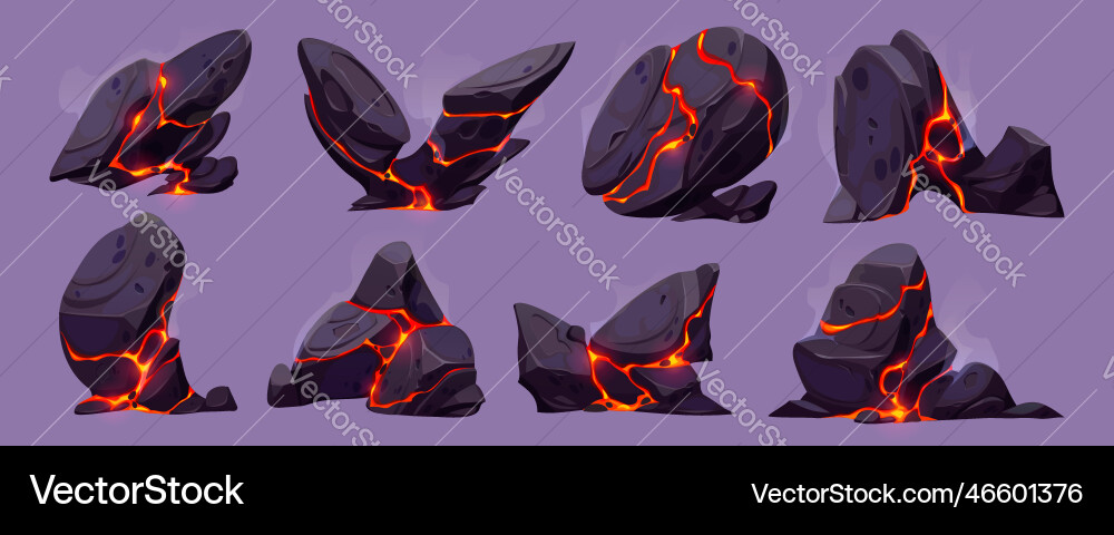 Lava rock with crack and light texture cartoon Vector Image