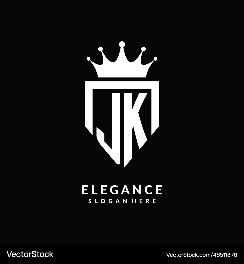 Letter jk logo monogram emblem style with crown Vector Image