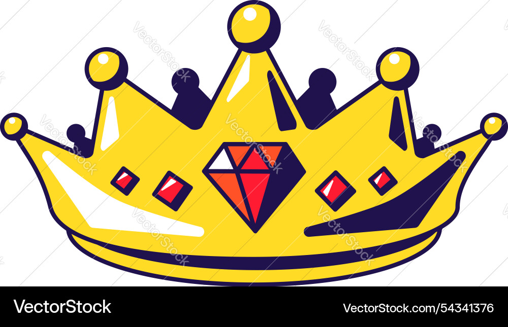 Luxury golden crown with ruby and gemstones Vector Image