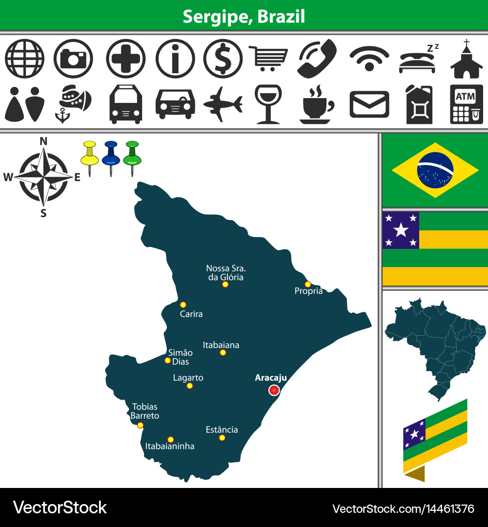 Map of sergipe brazil Royalty Free Vector Image