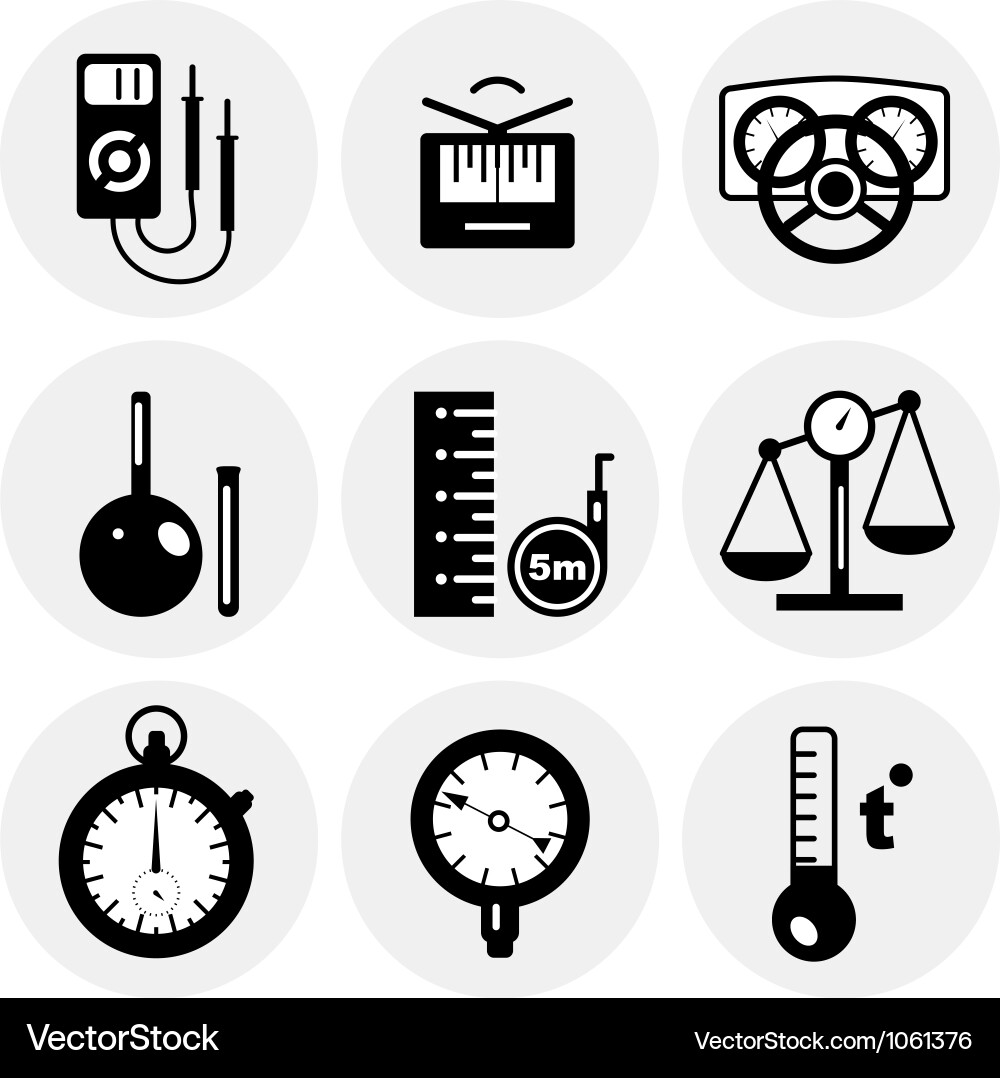 Measurement Icons - Black & White Royalty Free Vector