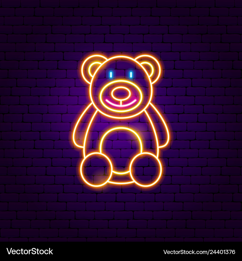 Neon Teddy Bear Sign Royalty Free Vector Image