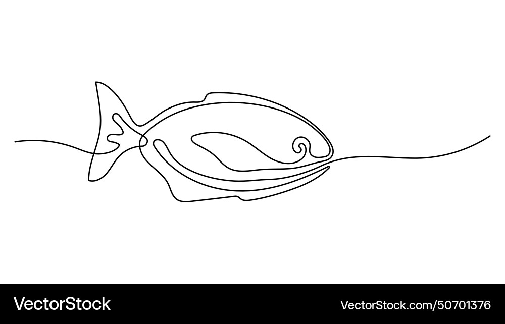 One line art fish design silhouette hand drawn Vector Image