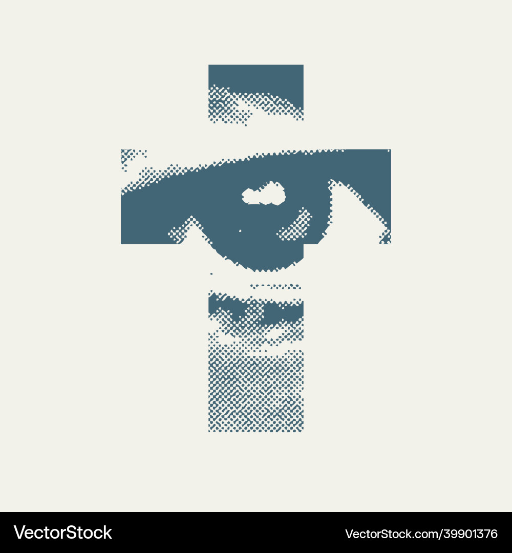 Religious banner with a cross and human eye Vector Image