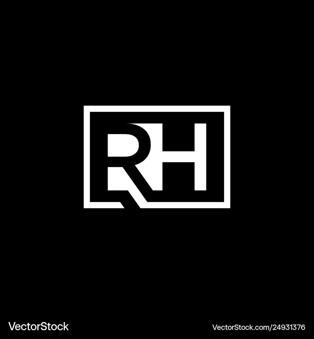 RH Negative Space Logo Royalty Free Vector Image