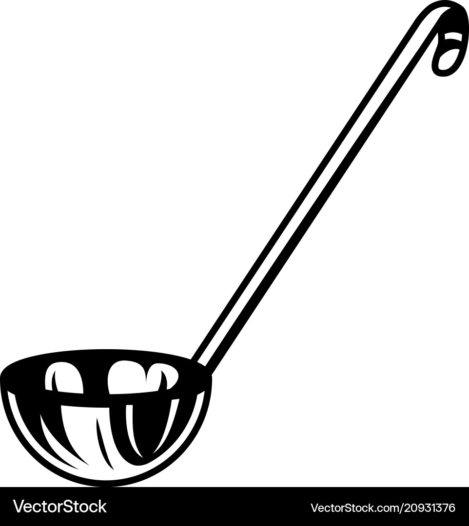Vintage monochrome kitchen ladle template Vector Image