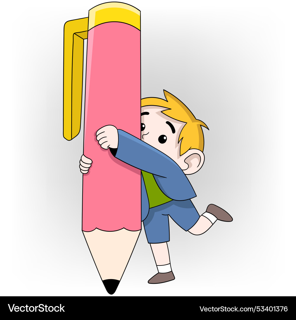 Young man playing drawing and writing using Vector Image