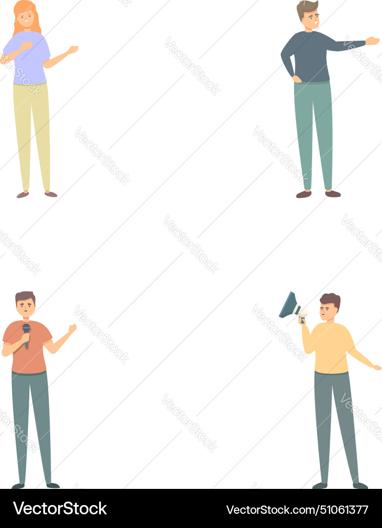 Agitation icons set cartoon loud talking Vector Image