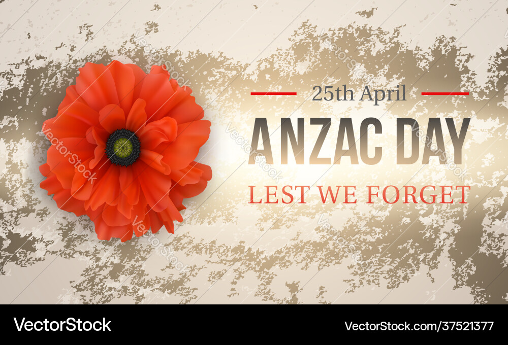 Anzac Day Poppy Remembrance Royalty Free Vector Image