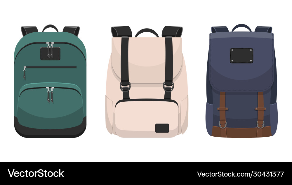 Backpack set Royalty Free Vector Image - VectorStock