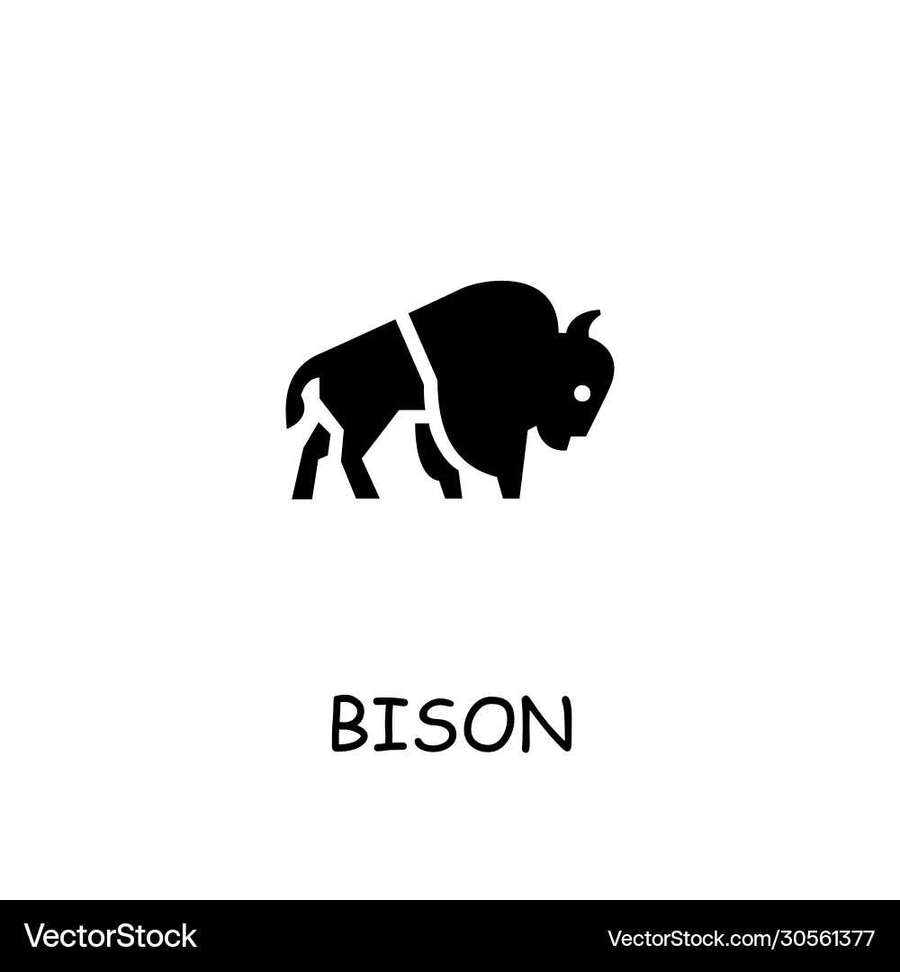 Bison Icon - Flat Style Royalty Free Vector Image