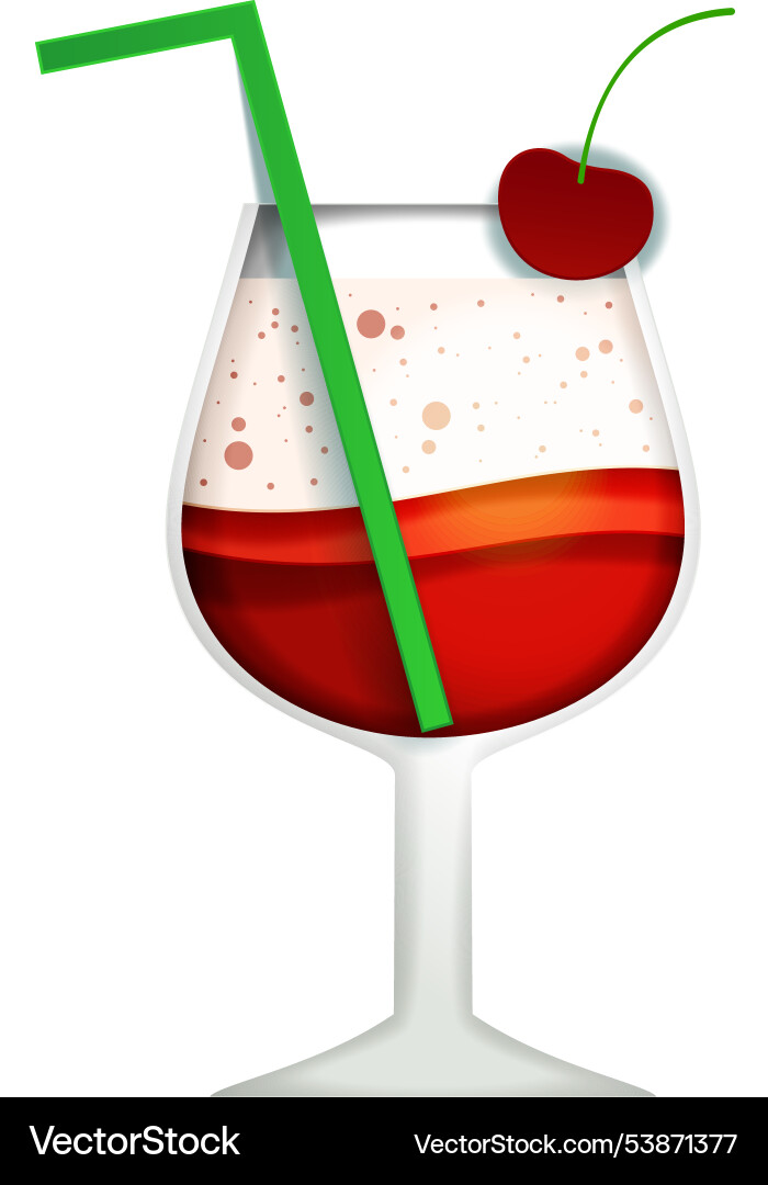 Cocktail glass with cherry party drink icon Vector Image