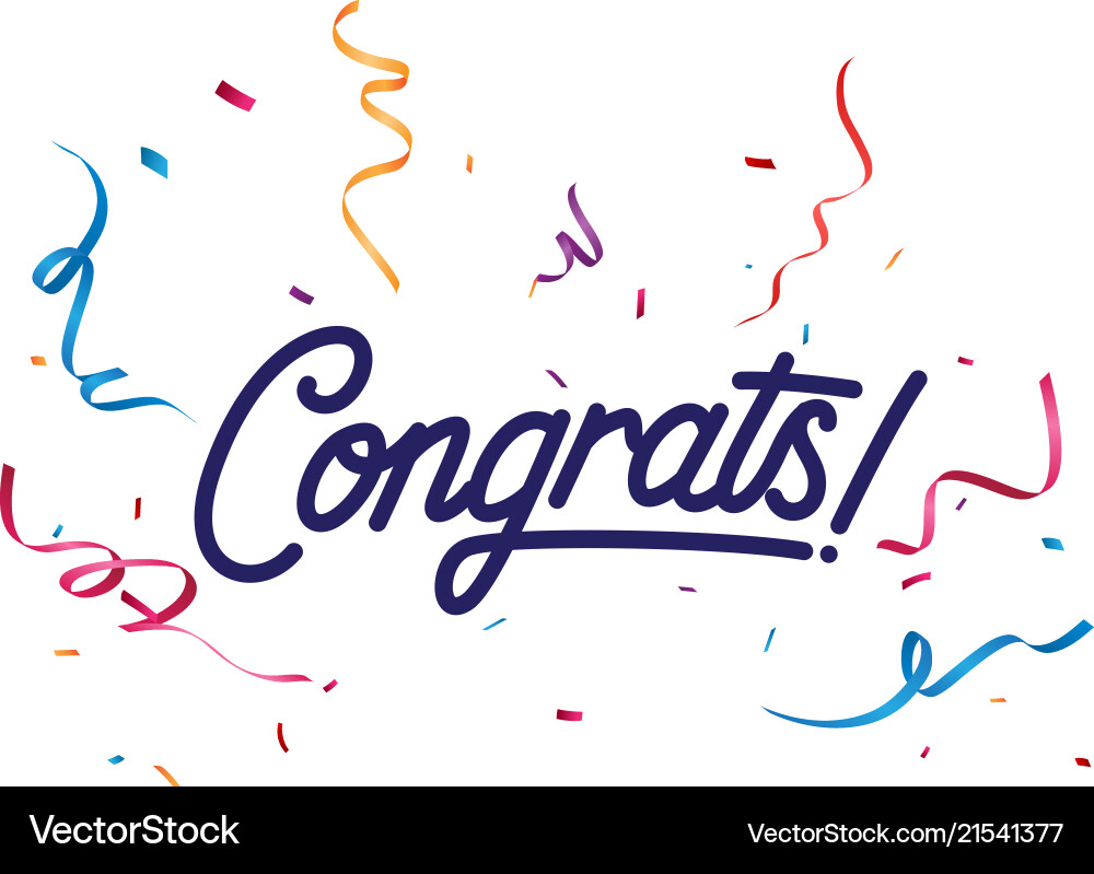 Colorful Congrats Sign with Confetti Royalty Free Vector