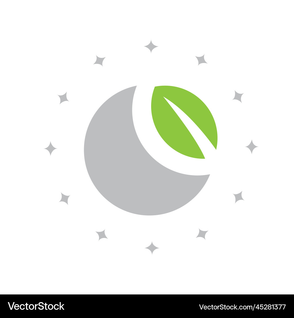 Crescent leaf icon logo Royalty Free Vector Image