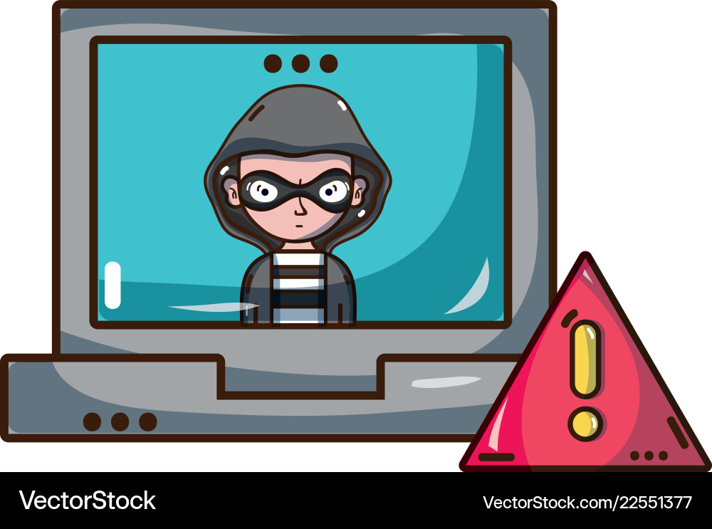 Cybersecurity Bedrohung Cartoon Lizenzfreies Vektorbild