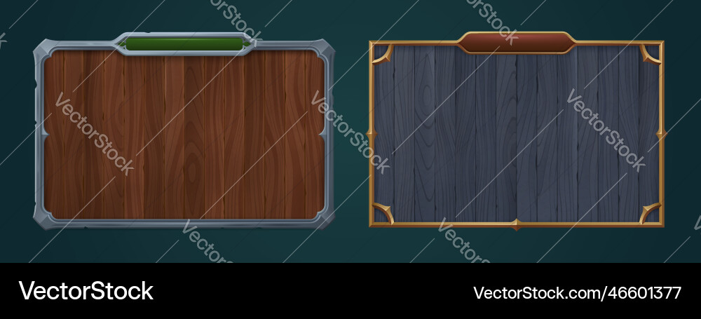 Fantasy gold medieval wood facecam overlay border Vector Image