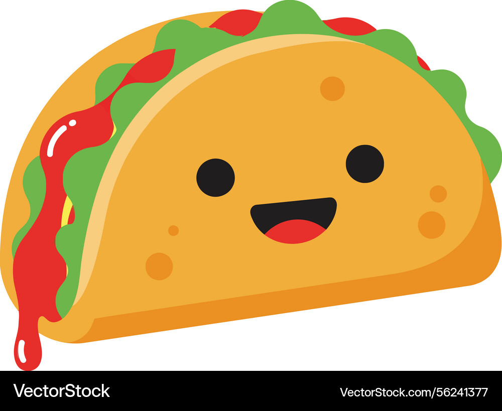 Happy taco character with smiling face Royalty Free Vector