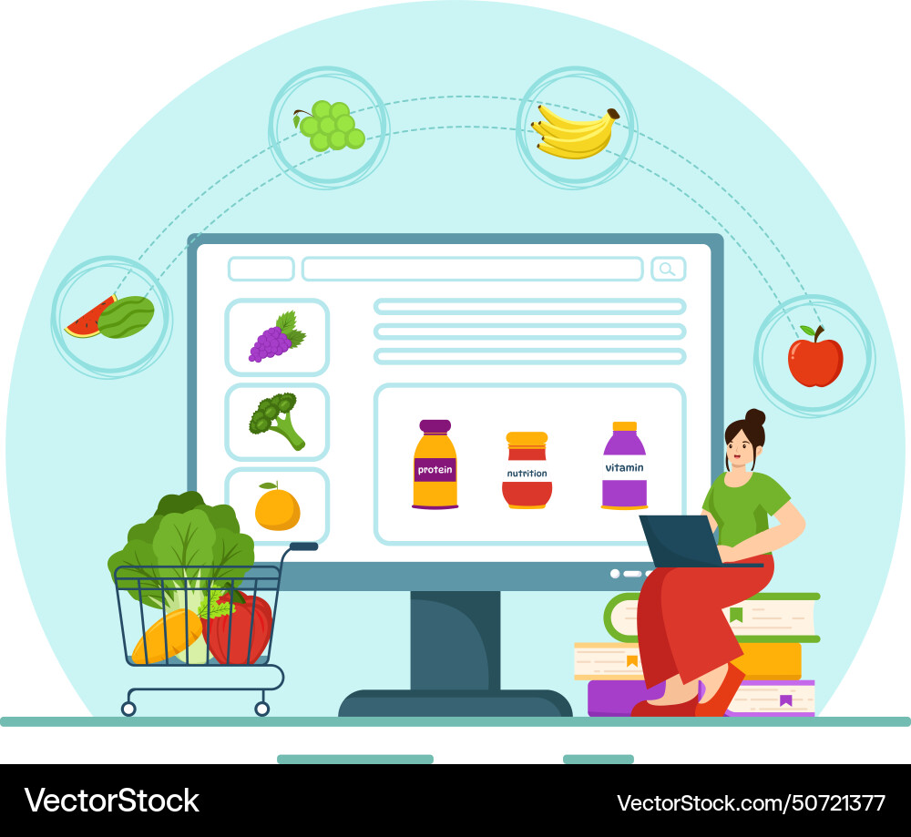 Nutrition store with dietary supplement Royalty Free Vector