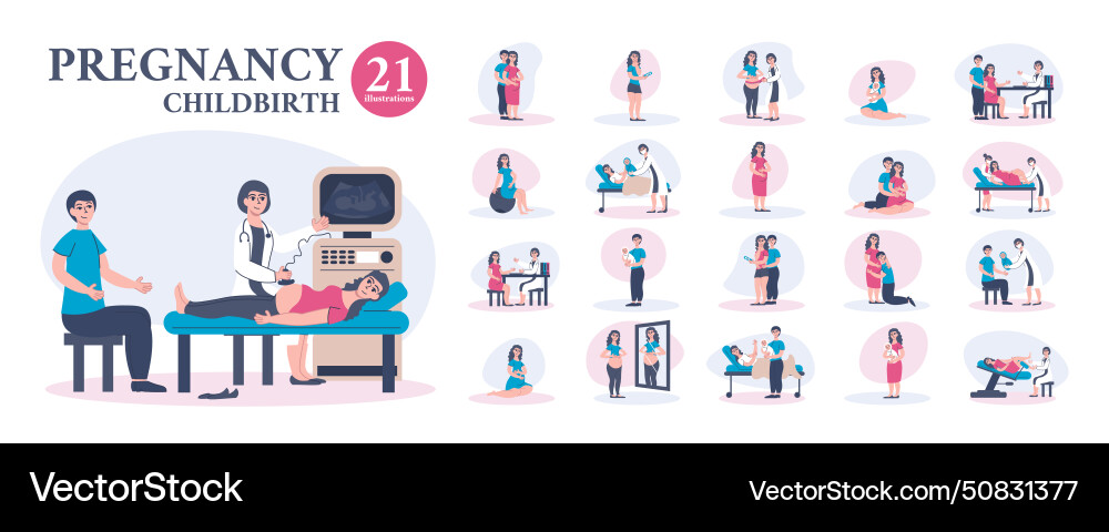 Pregnancy child birth set Royalty Free Vector Image