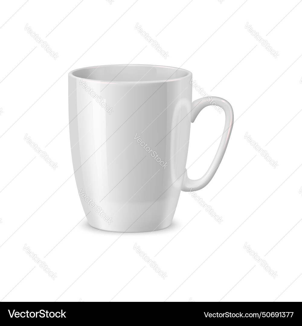 Realistic white ceramic tea cup 3d design Vector Image